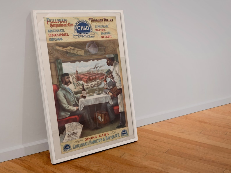 1890s Pullman Train Dining Car Classic Railroad Advertisement Poster ...