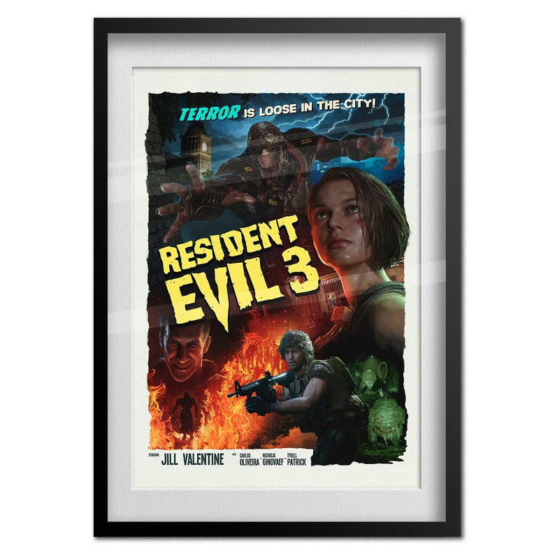 Resident Evil 3 Remake Poster | Retro Movie Art Style | High Quality ...