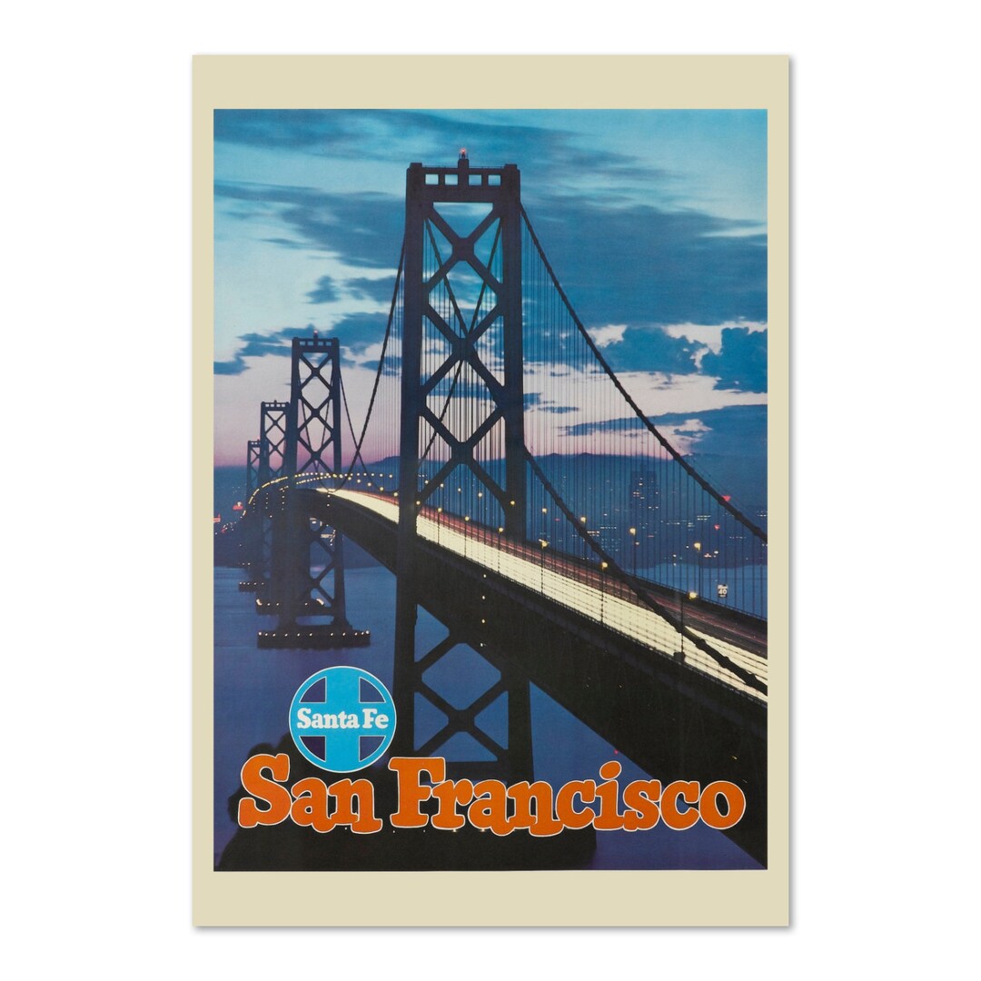 1955 Santa Fe RR Golden Gate Vintage Style Train Travel Poster ...