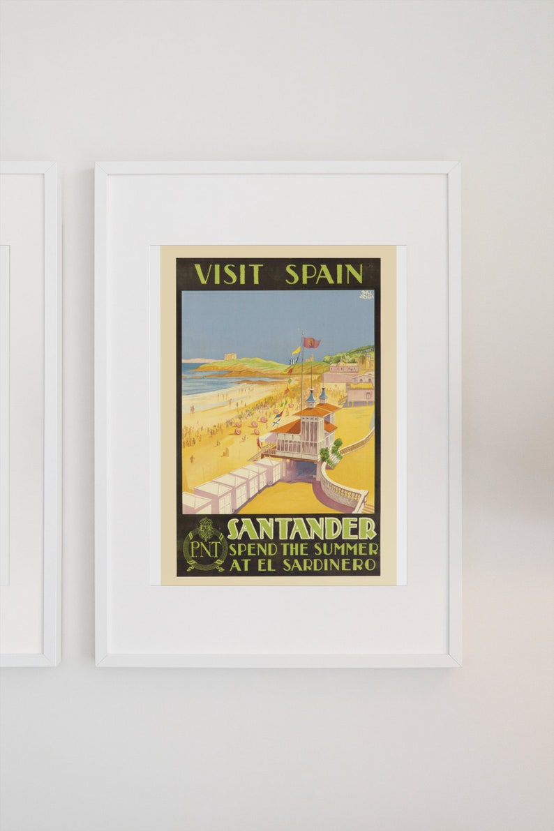 Santander Spain 1930s Vintage Spanish Travel Poster | Classic ...