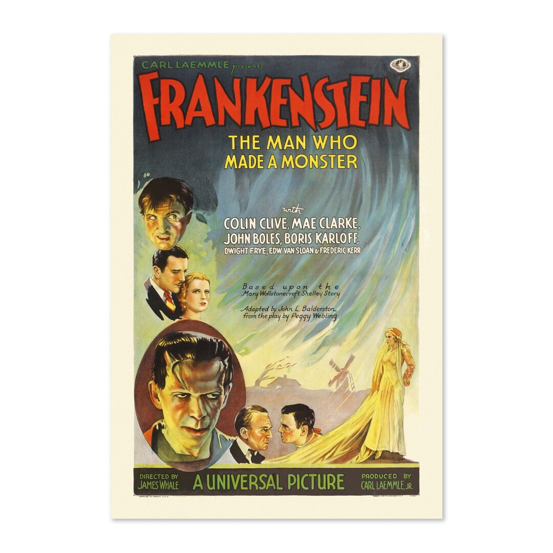 Frankenstein - Vintage Style 1930s Sci-fi Movie Poster | Classic War ...