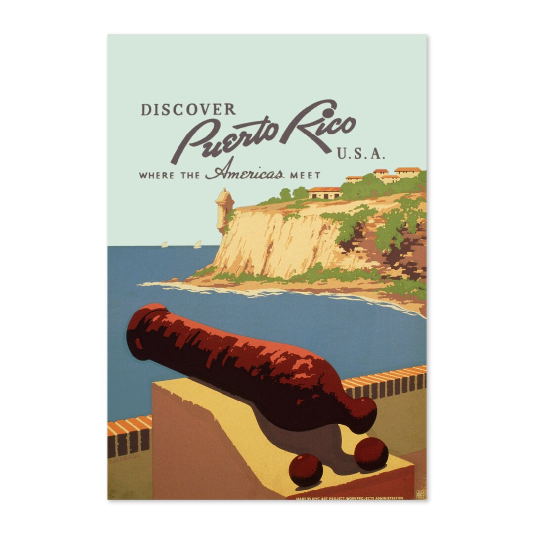 1938 Discover Puerto Rico Vintage Style WPA Travel Poster | Classic ...