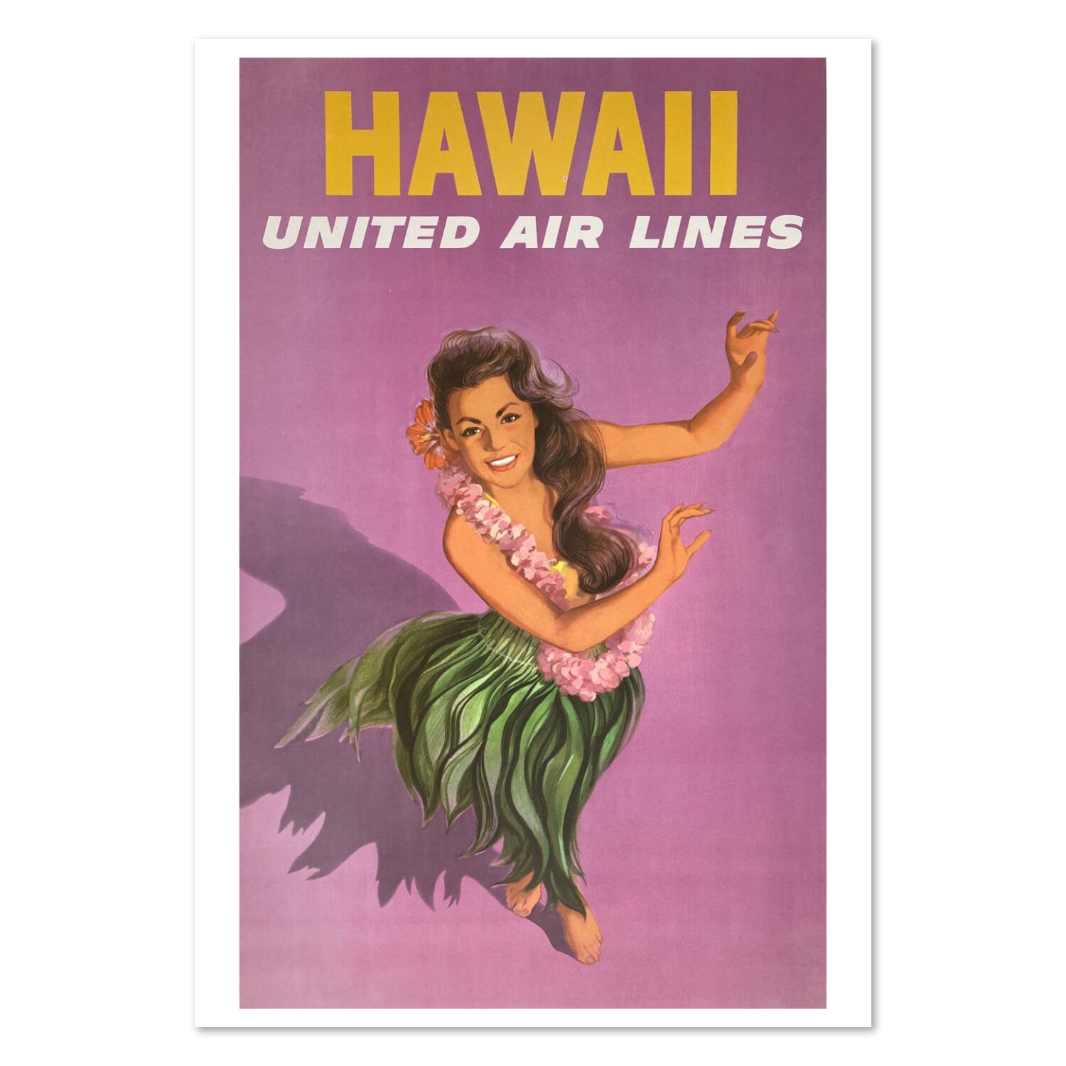 Hawaii 1960s Hula Girl Vintage Style Travel Poster | Classic Collection ...