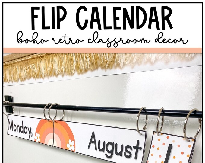 Boho Retro Flip Calendar Daisy Classroom Decor - Etsy