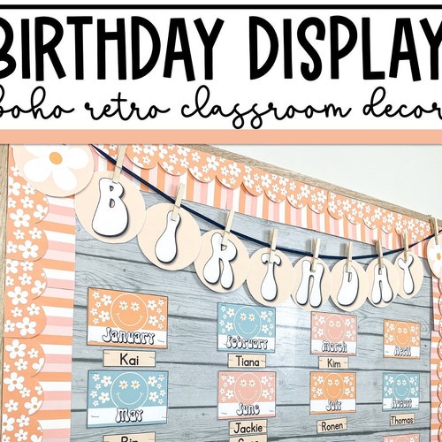 Retro Pastel Birthday Display Happy Classroom Decor - Etsy