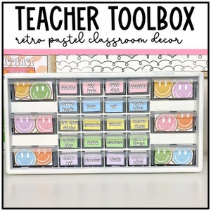 Retro Pastel Teacher Toolbox Labels Happy Classroom Decor - Etsy