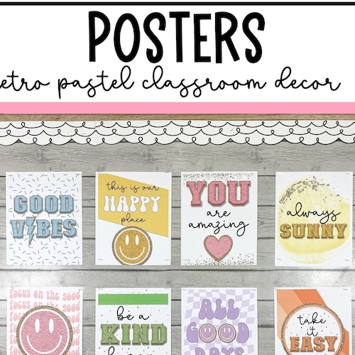 Retro Pastel Classroom Posters Growth Mindset Happy - Etsy