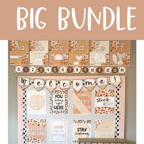 MODERN LEOPARD Classroom Decor Bundle Editable Cheetah - Etsy