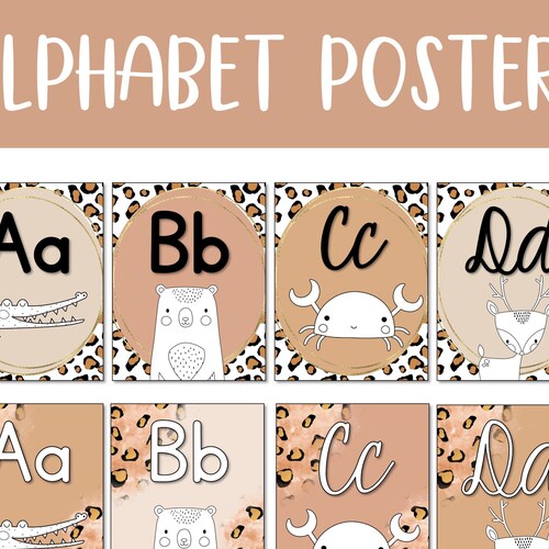 MODERN LEOPARD Alphabet Posters Cheetah Classroom Decor - Etsy