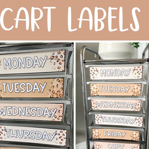 MODERN LEOPARD 10 Drawer Rolling Cart Labels Teacher Cart - Etsy
