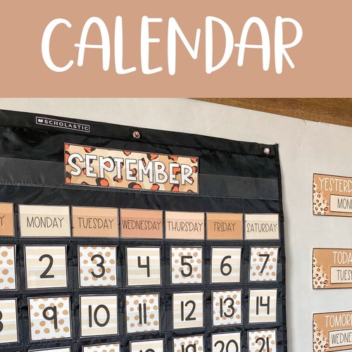 Classroom Calendar Modern Jungle Pocket Chart and Standard - Etsy