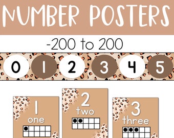 MODERN LEOPARD Number Posters Number Line Cheetah - Etsy