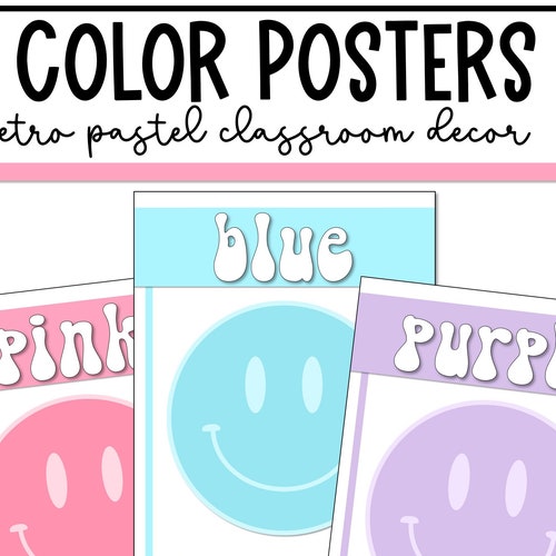Retro Pastel Color Posters Happy Classroom - Etsy