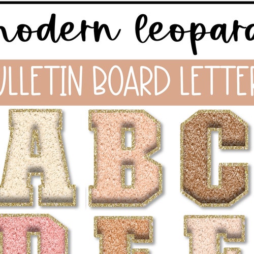 Modern Leopard Bulletin Board Letters Neutral Varsity Patch - Etsy