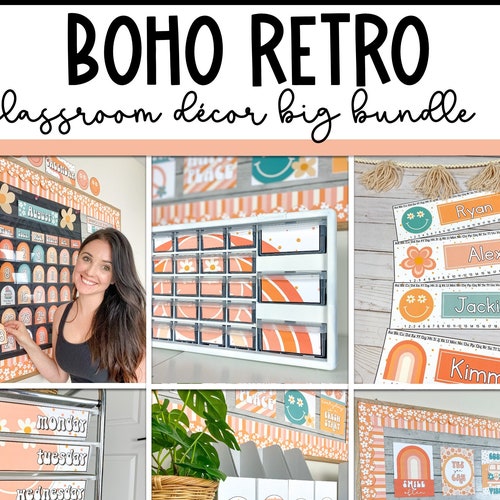 Boho Retro Binder Covers Editable Daisy Classroom Decor - Etsy