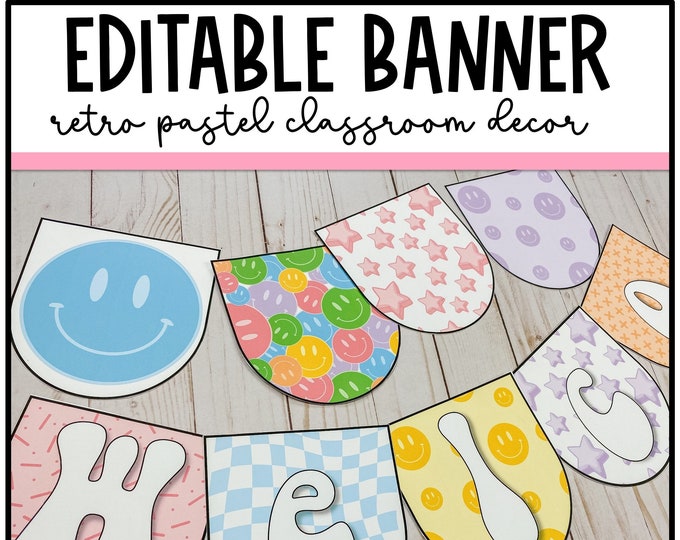 Retro Pastel Banner Bunting Bulletin Board Smile - Etsy