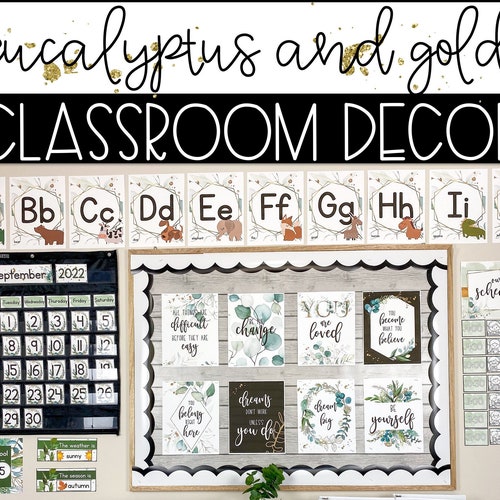 Eucalyptus and Gold Name Tags Classroom Labels Editable - Etsy