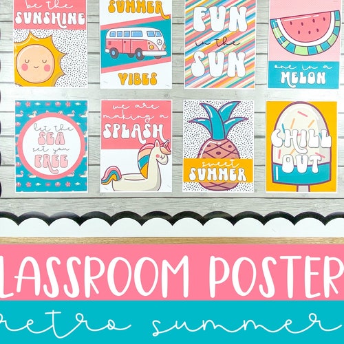 Summer Bulletin Board Kit Classroom Decor Retro - Etsy