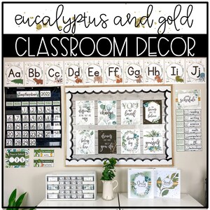 Eucalyptus and Gold Classroom Decor Bundle Editable - Etsy
