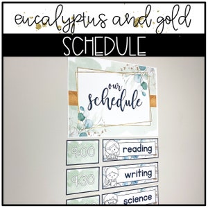 Eucalyptus and Gold Classroom Decor Classroom Schedule - Etsy