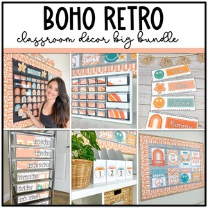 Boho Retro Classroom Decor Bundle Editable 70's - Etsy Canada