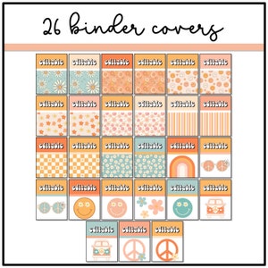 Boho Retro Binder Covers | Editable | Daisy Classroom Decor - Etsy