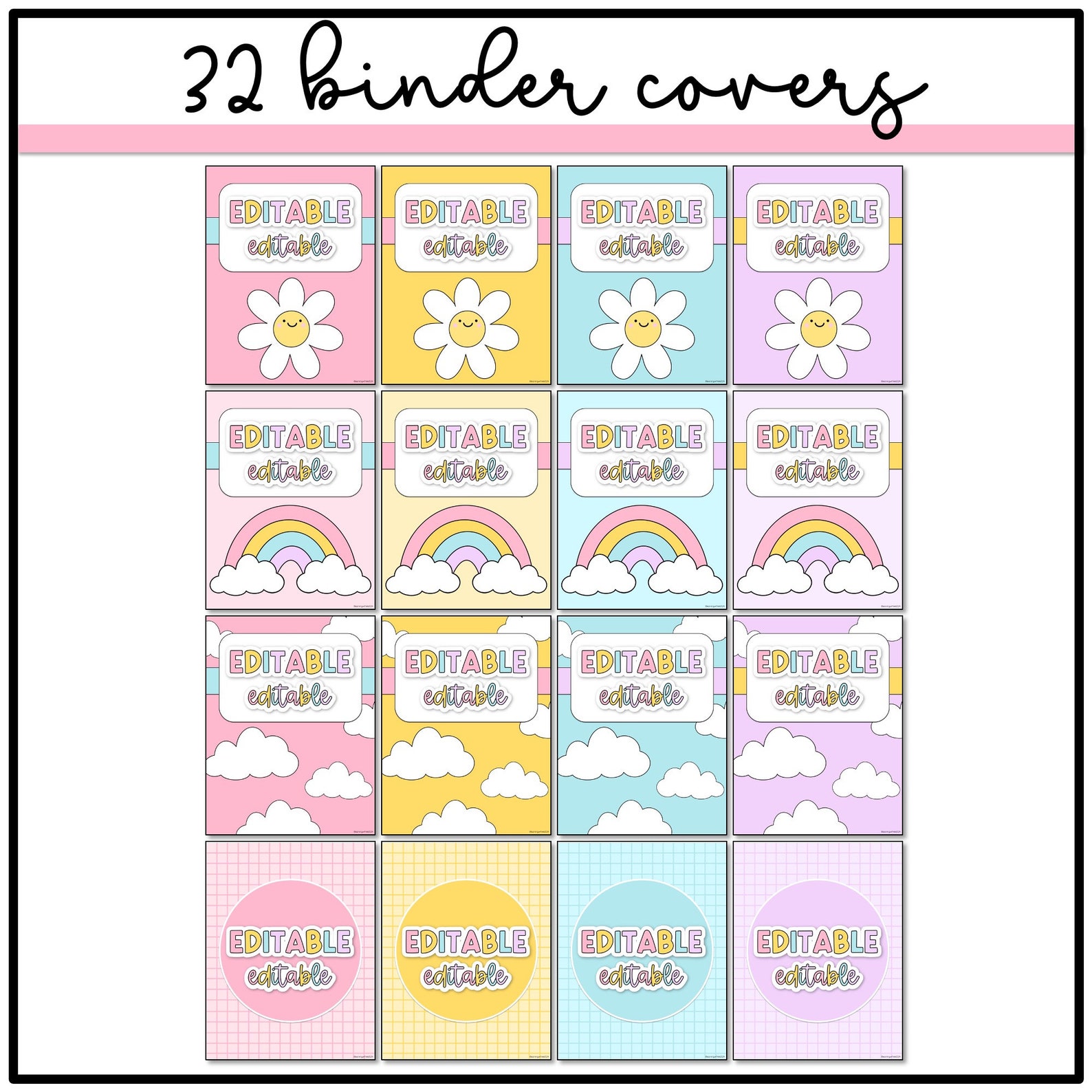 Pastel Dreams Binder Covers | Editable | Cloud Classroom Decor - Etsy