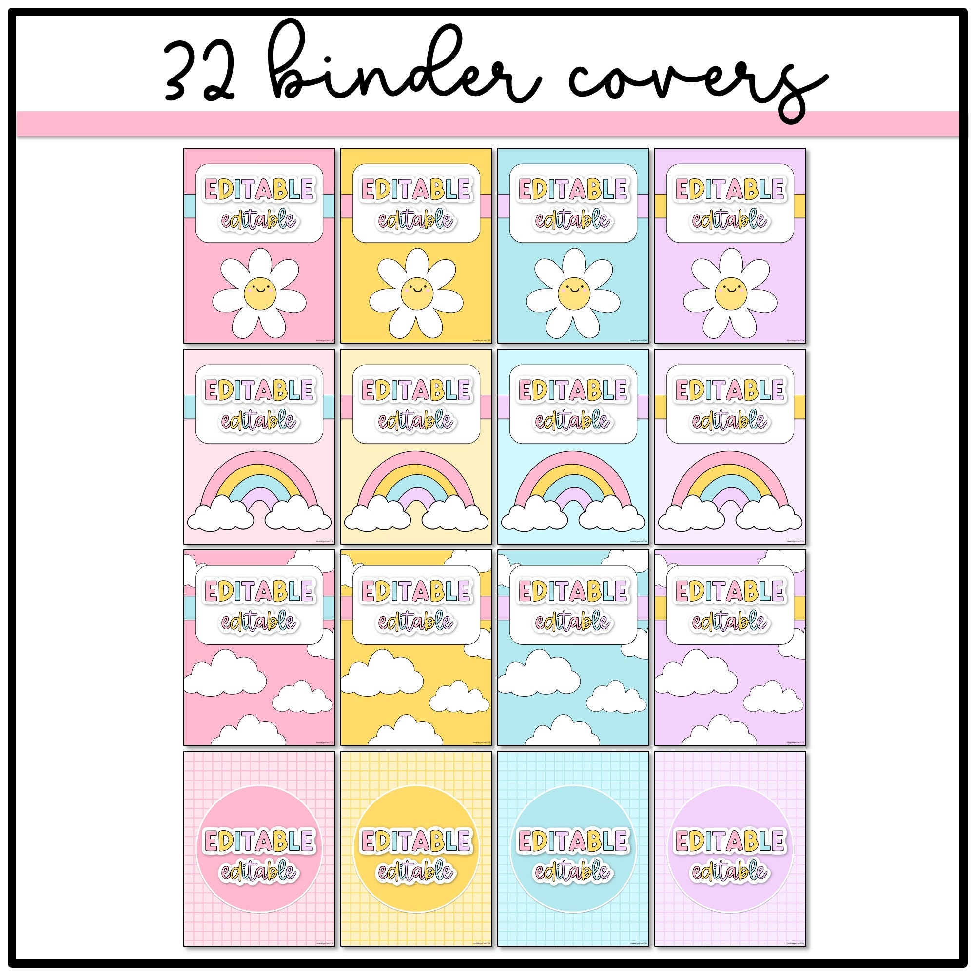 Pastel Dreams Binder Covers | Editable | Cloud Classroom Decor - Etsy
