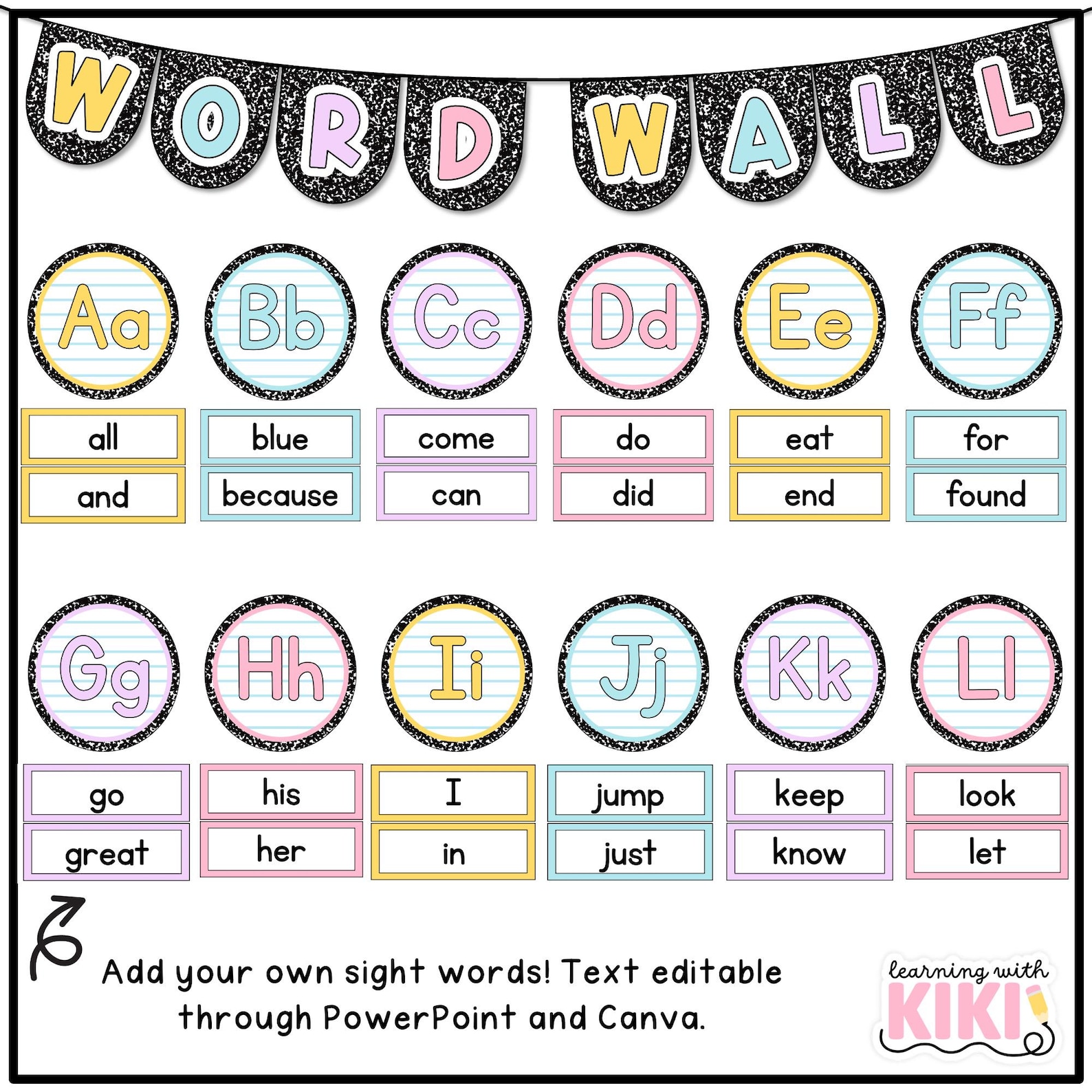 Composition Notebook Classroom Decor: Word Wall Template | Editable - Etsy