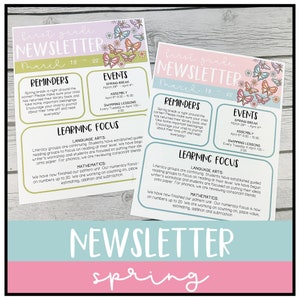 Spring Classroom Newsletter Template - Etsy