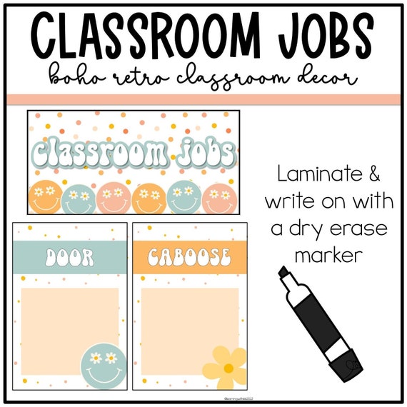 Boho Retro Classroom Decor Classroom Jobs for Students - Etsy