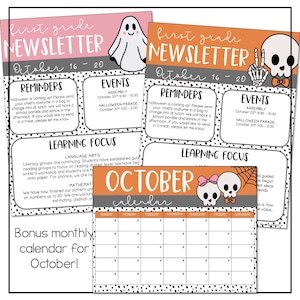 Halloween Newsletter Template, Classroom Newsletter - Etsy