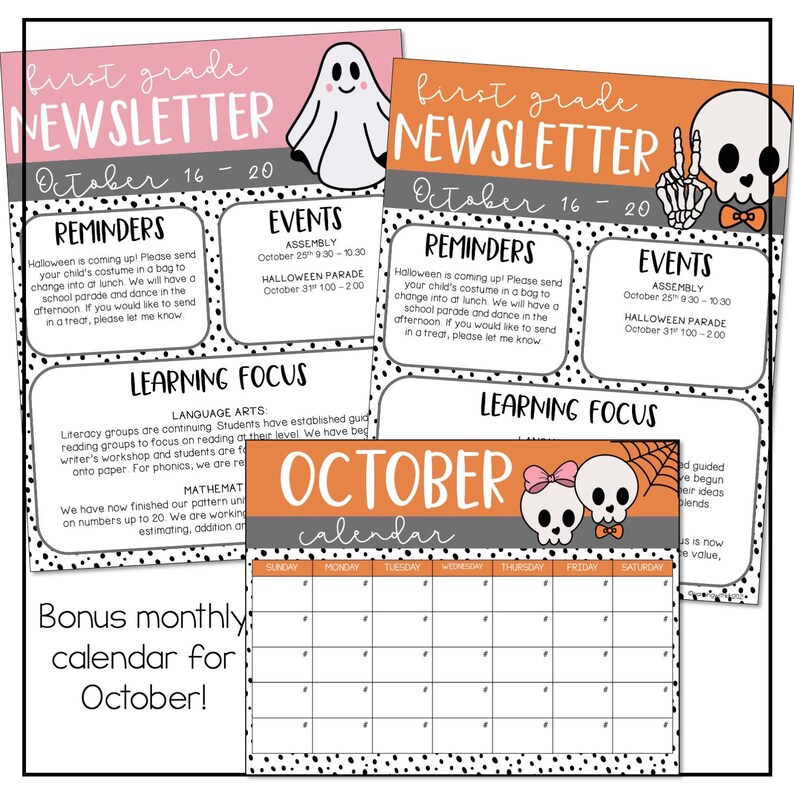Halloween Newsletter Template, Classroom Newsletter - Etsy