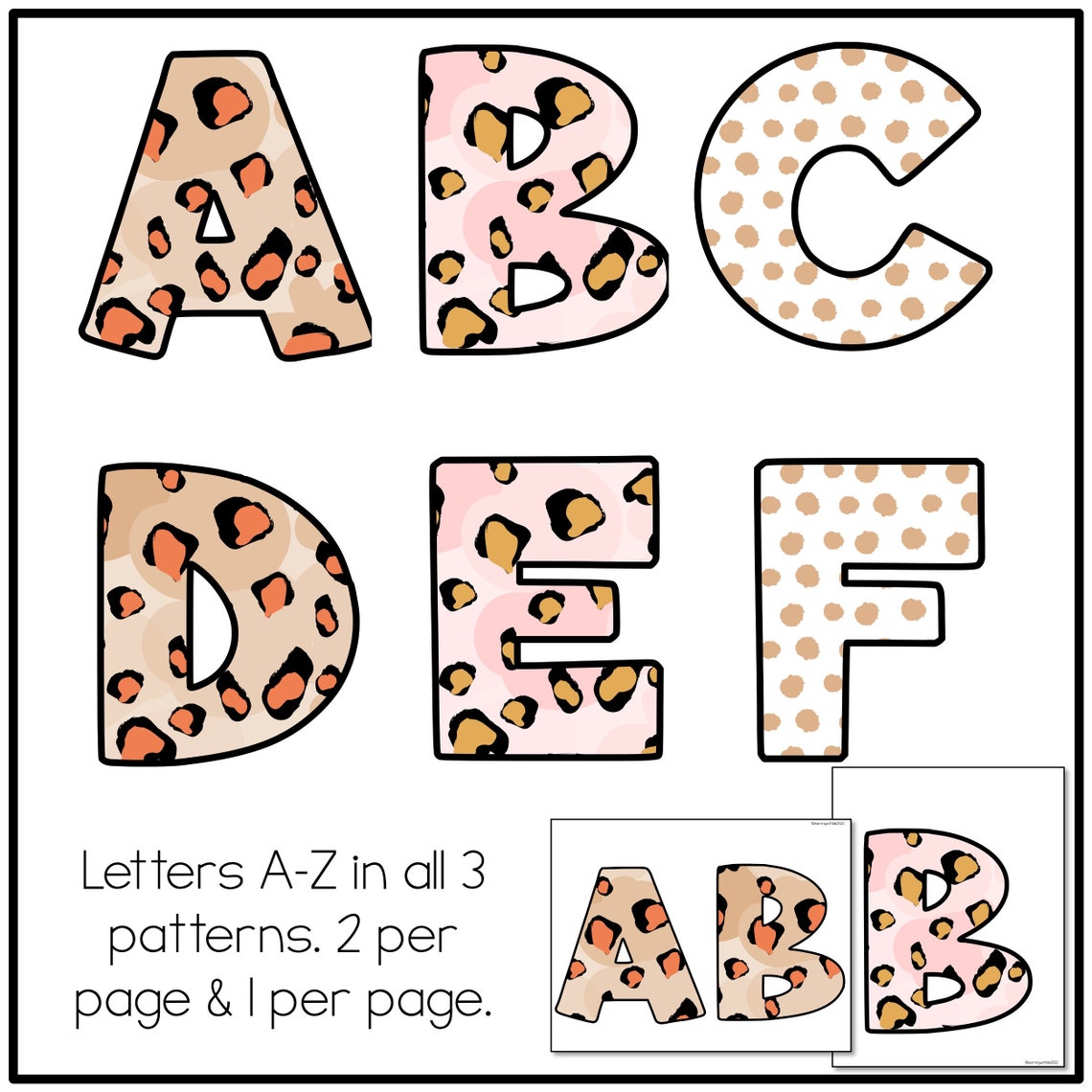 Modern Leopard Bulletin Board Letters Neutral Varsity Patch - Etsy