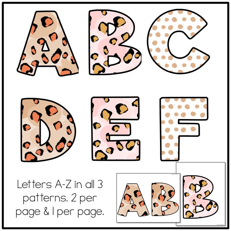 Modern Leopard Bulletin Board Letters Neutral Varsity Patch - Etsy