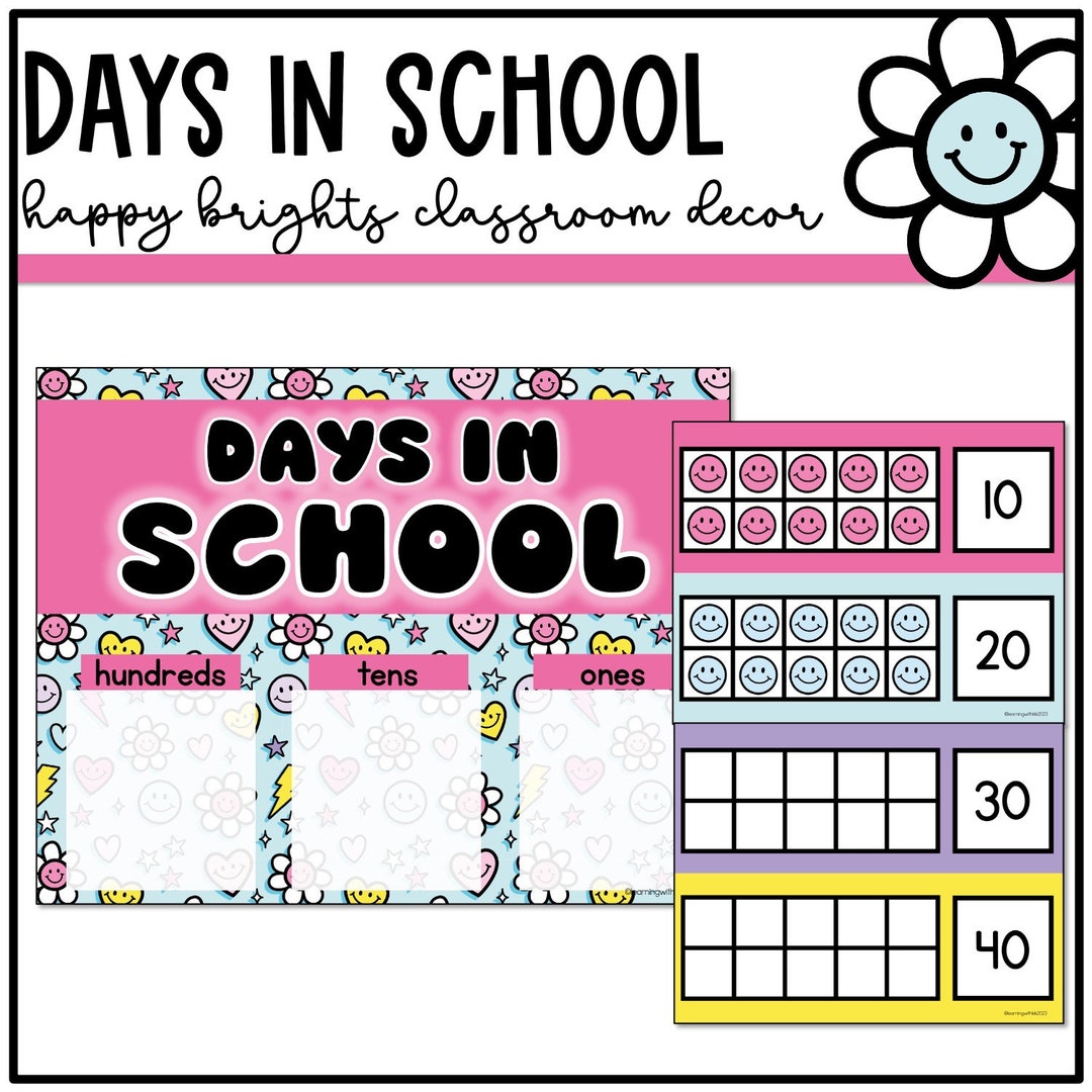 Days in School Chart | Retro Classroom Decor | Tally Chart | 100 Days ...