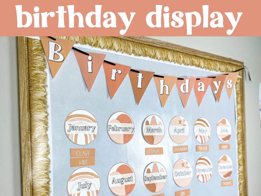 Boho Neutrals Birthday Display | Bulletin Board | Boho Rainbow ...