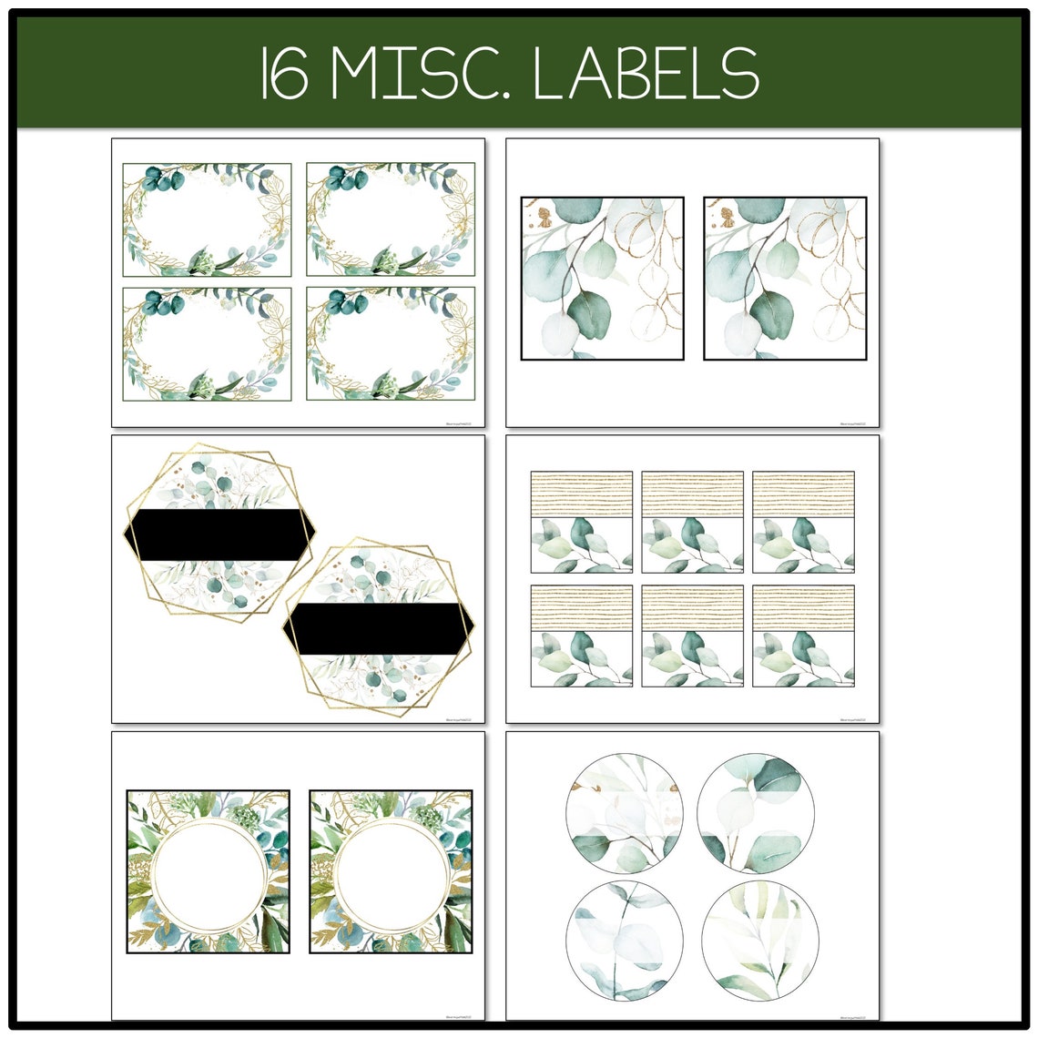 Eucalyptus and Gold Name Tags | Classroom Labels | Editable - Etsy