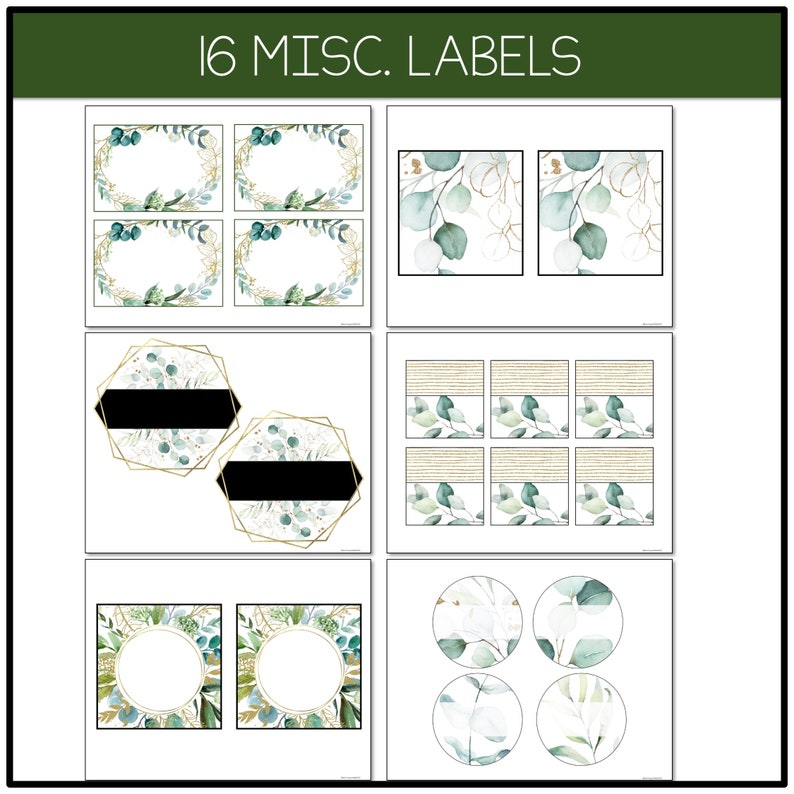 Eucalyptus and Gold Name Tags Classroom Labels Editable - Etsy