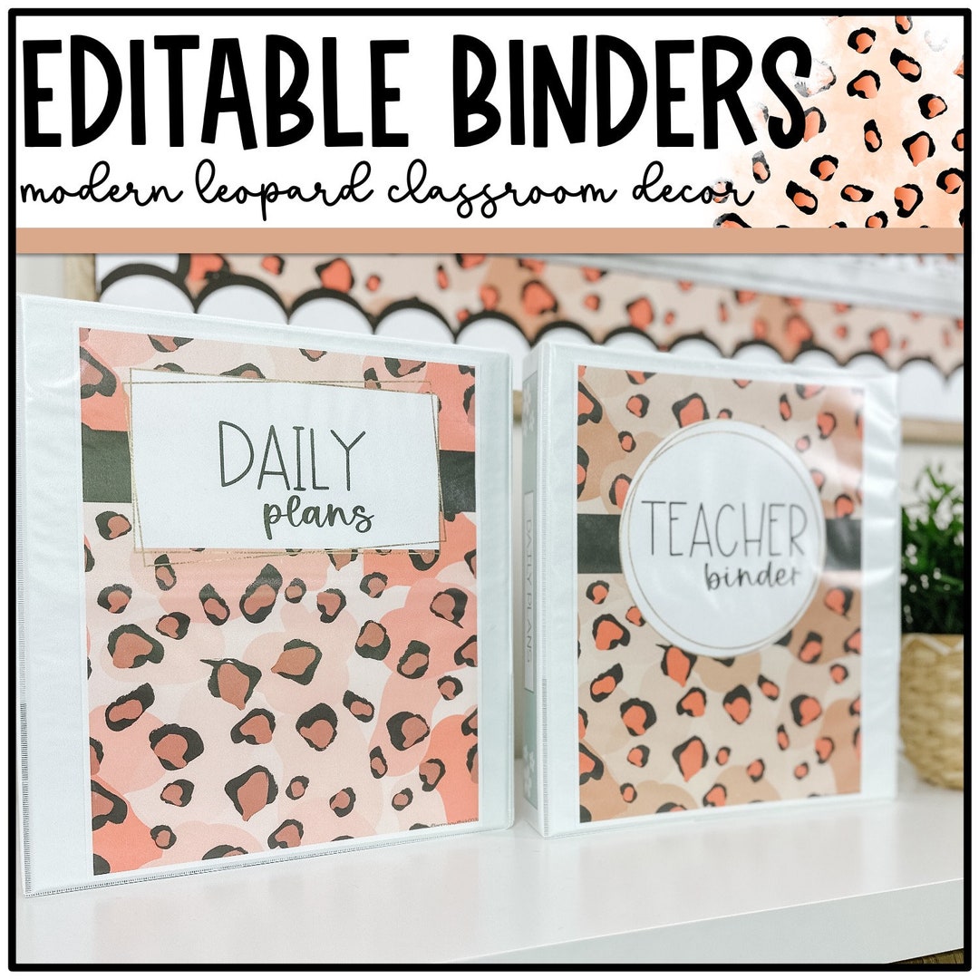 Modern Leopard Binder Covers, Editable, Cheetah Classroom Decor ...