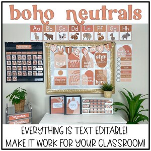 BOHO NEUTRALS Classroom Decor Bundle | Editable | Boho Rainbow - Etsy