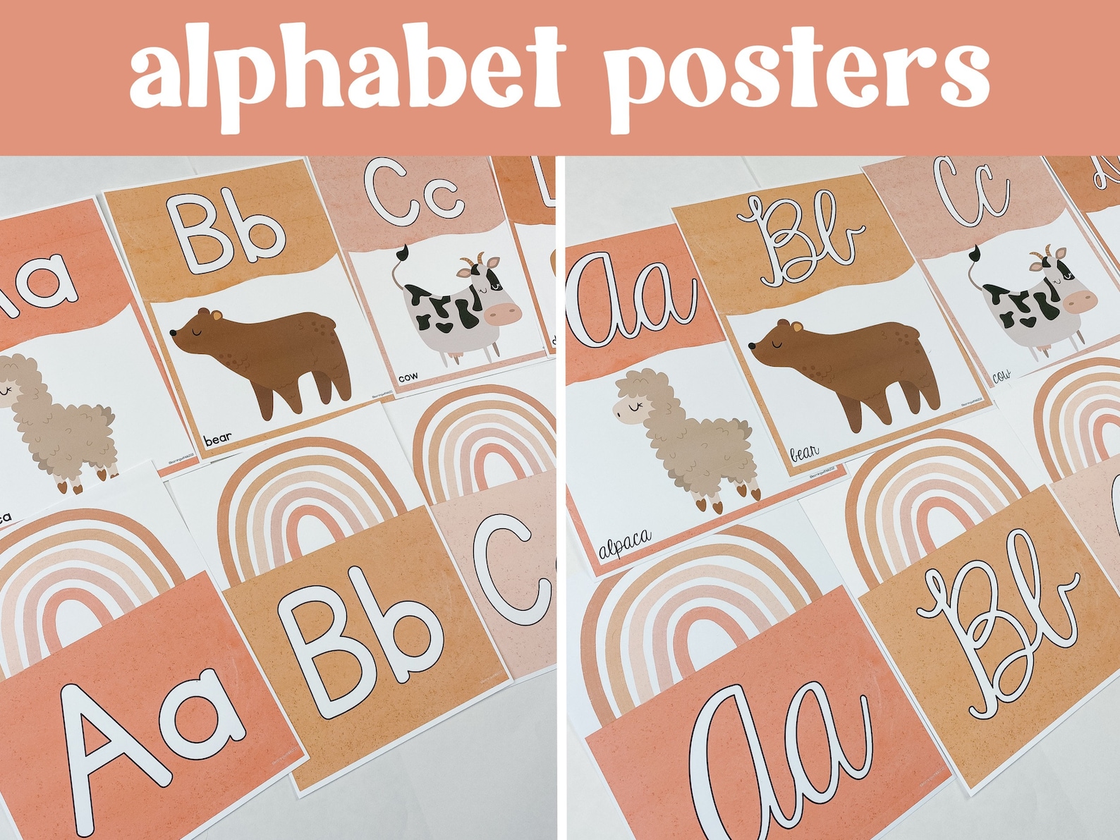 BOHO NEUTRALS Alphabet Posters Boho Rainbow Classroom Decor - Etsy