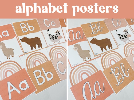 BOHO NEUTRALS Alphabet Posters Boho Rainbow Classroom Decor - Etsy