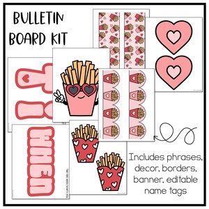 Valentine's Day Bulletin Board Kit | Classroom Decor | Retro | Fries ...