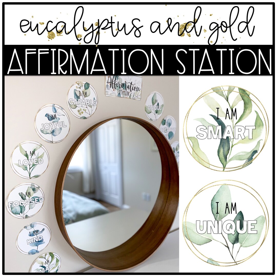 Eucalyptus and Gold Door Display | Positive Affirmations | Botanical - Etsy