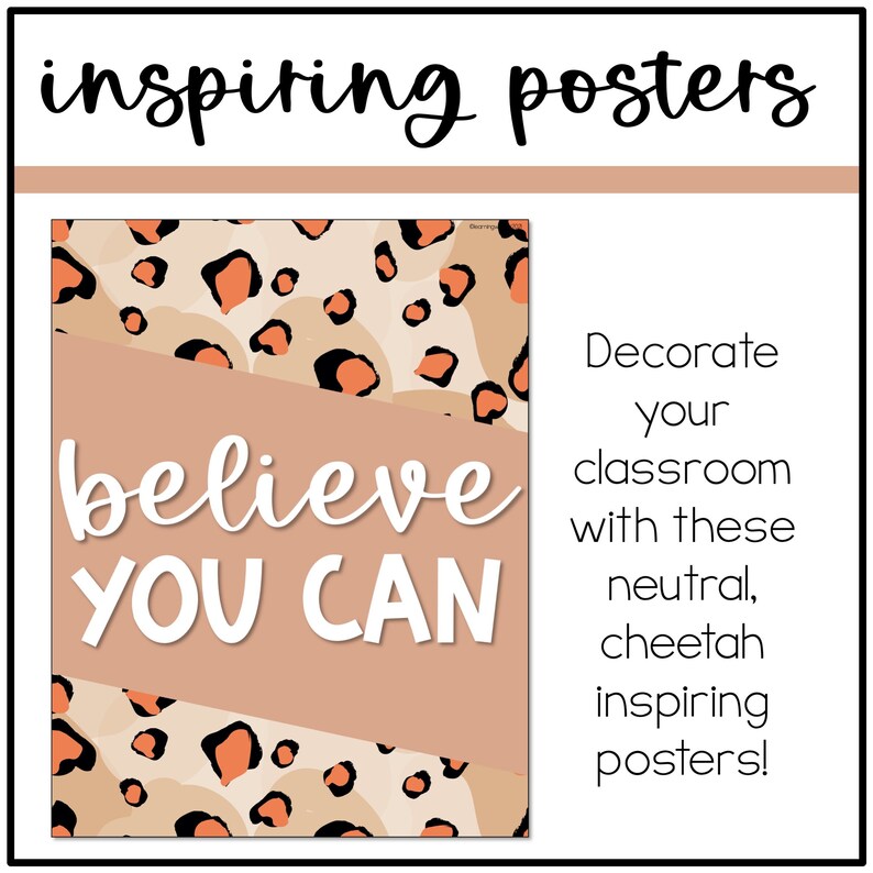 MODERN LEOPARD Posters Growth Mindset Cheetah Classroom - Etsy