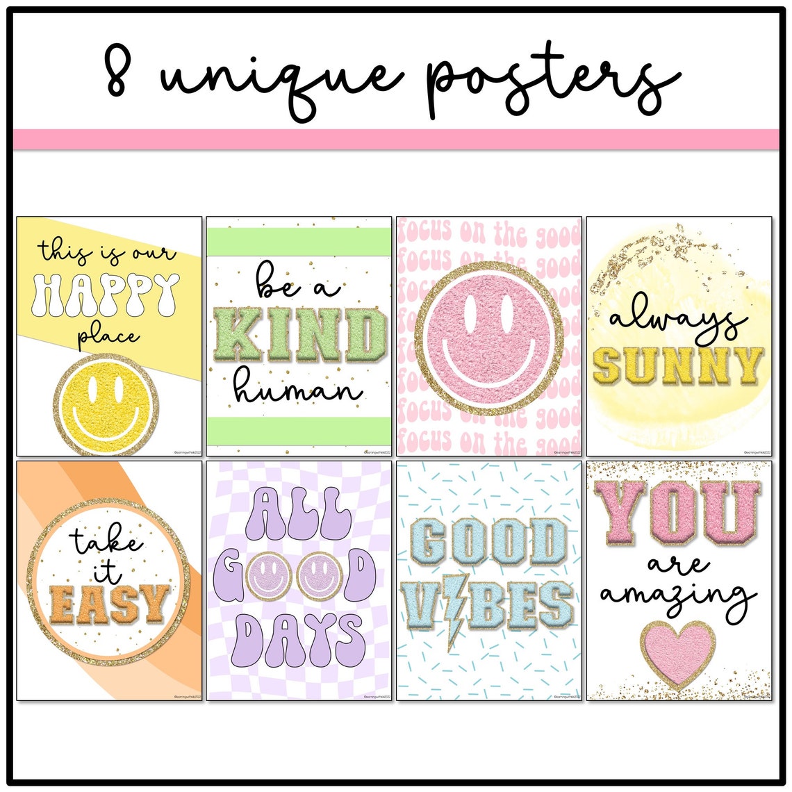 Retro Pastel Classroom Posters Growth Mindset Happy - Etsy