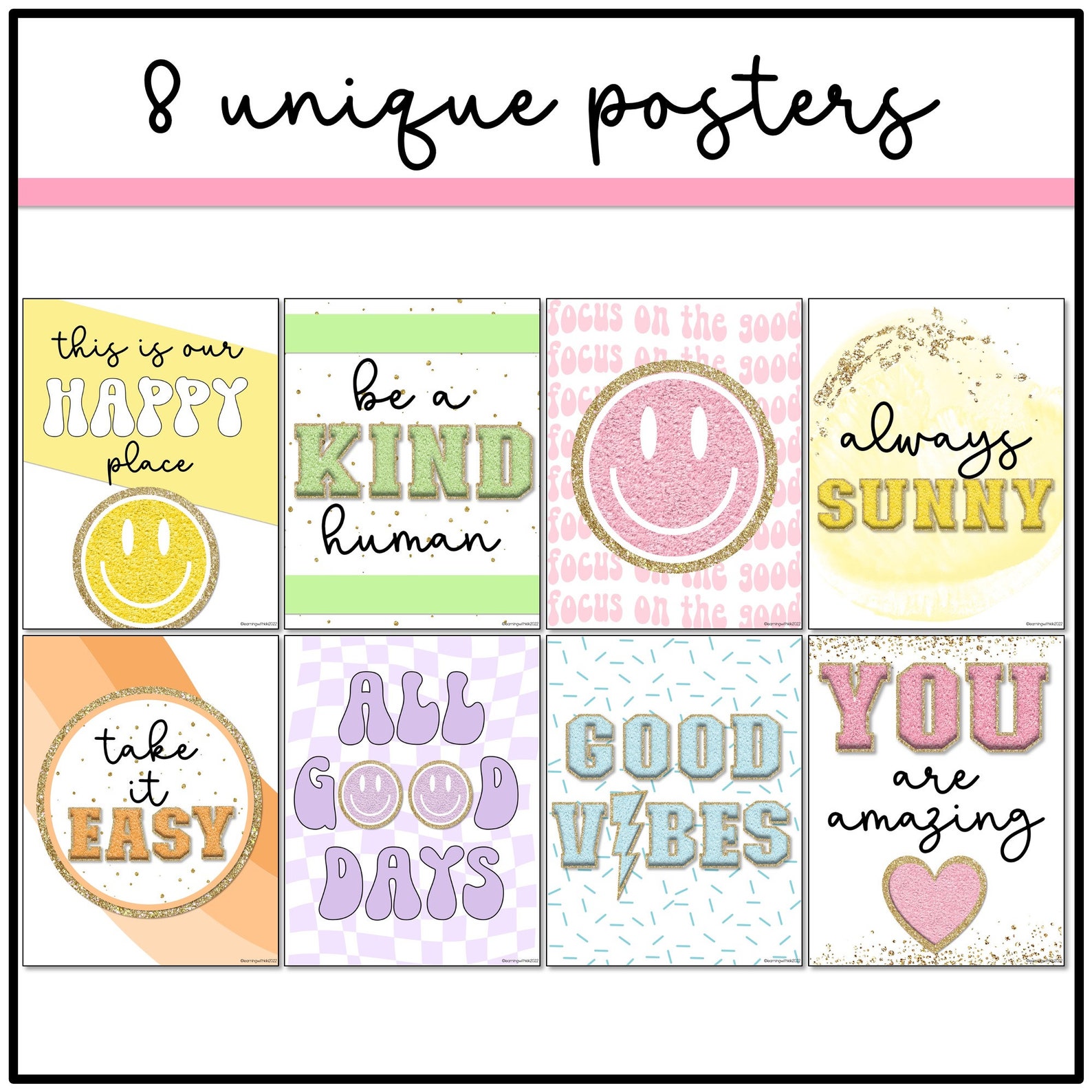 Retro Pastel Classroom Posters Growth Mindset Happy - Etsy