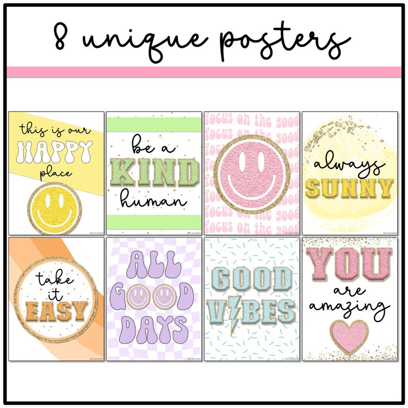 Retro Pastel Classroom Posters Growth Mindset Smiley Face - Etsy