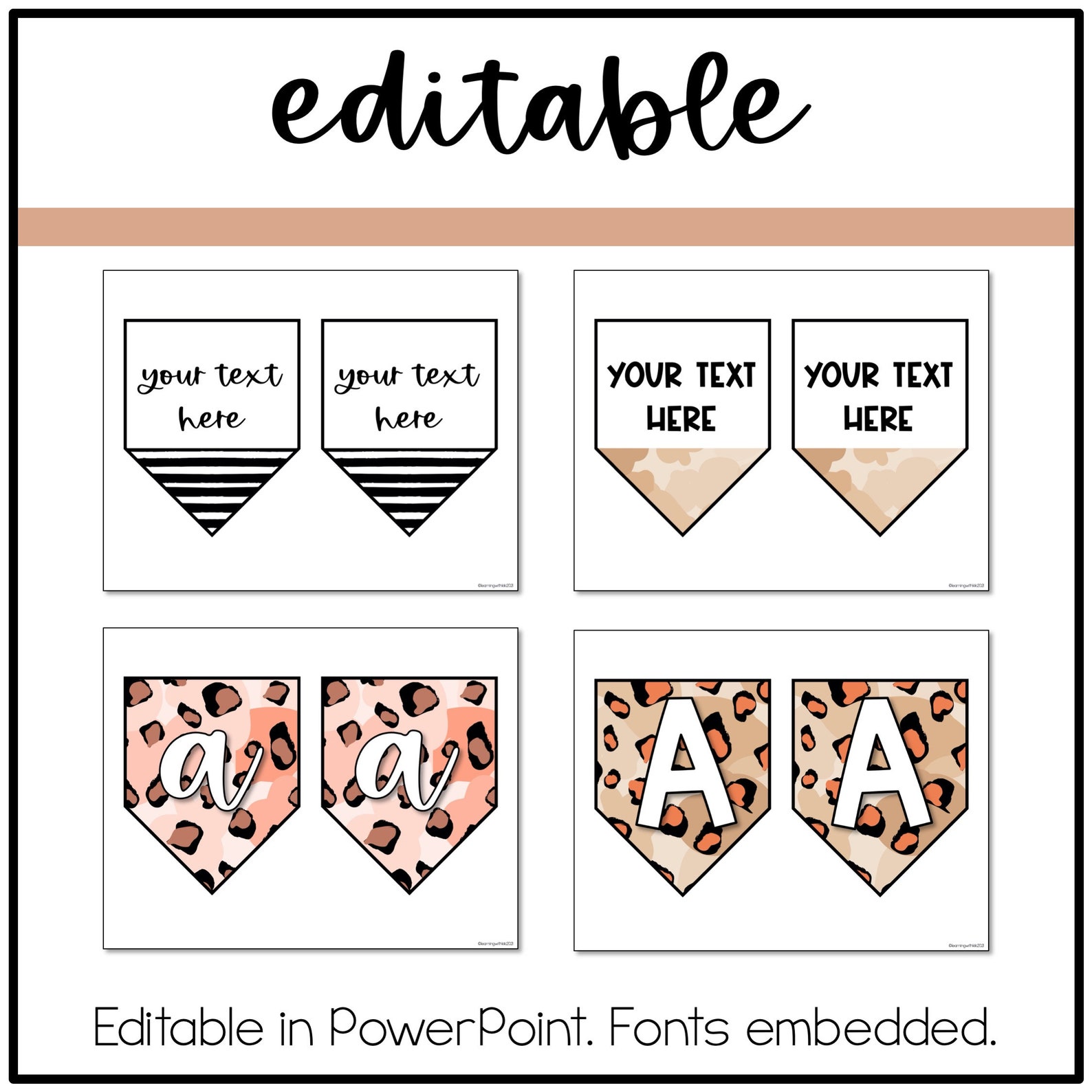 MODERN LEOPARD Banner Bunting Bulletin Board Cheetah - Etsy